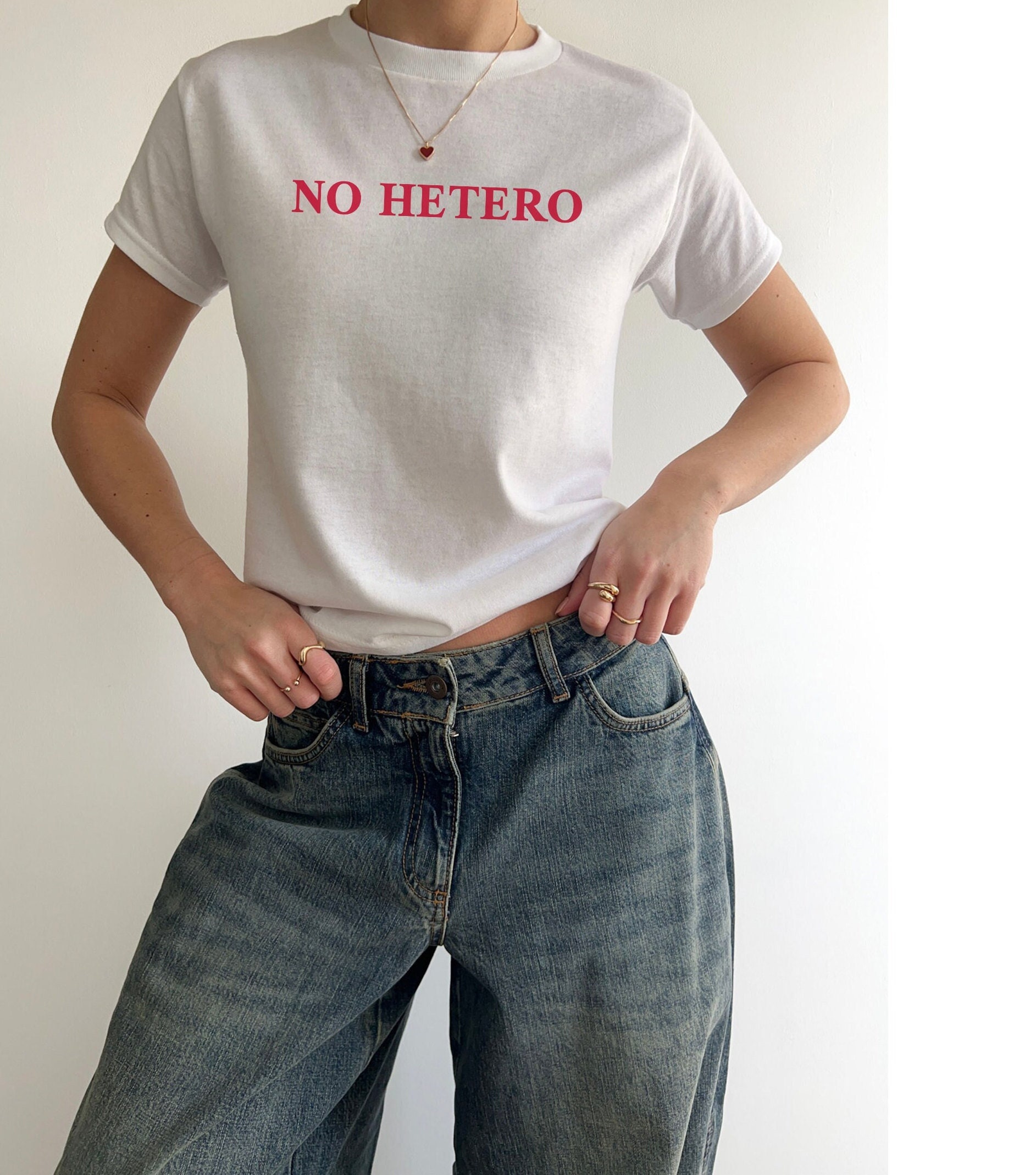 NO HETERO Lgbtq Shirt : Subtle Pride Merch 90s Baby Tee, Funny Graphic ...