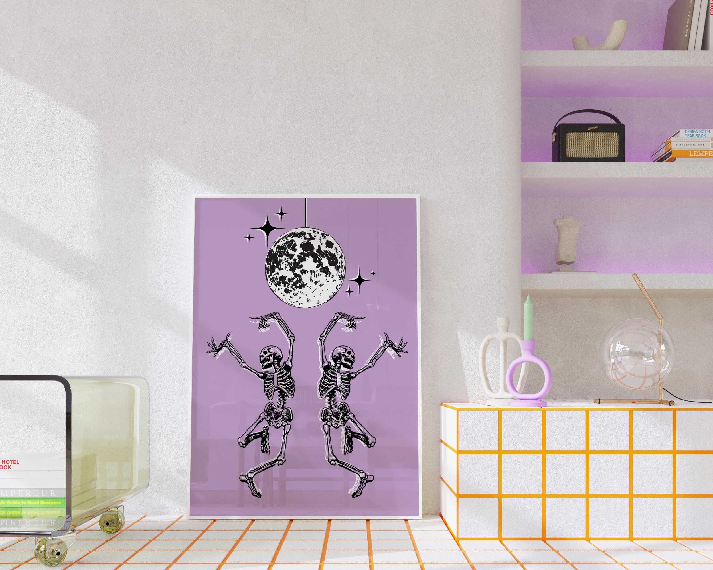 Disco Dancing Skeleton Printable Halloween Decor Disco Ball - Etsy