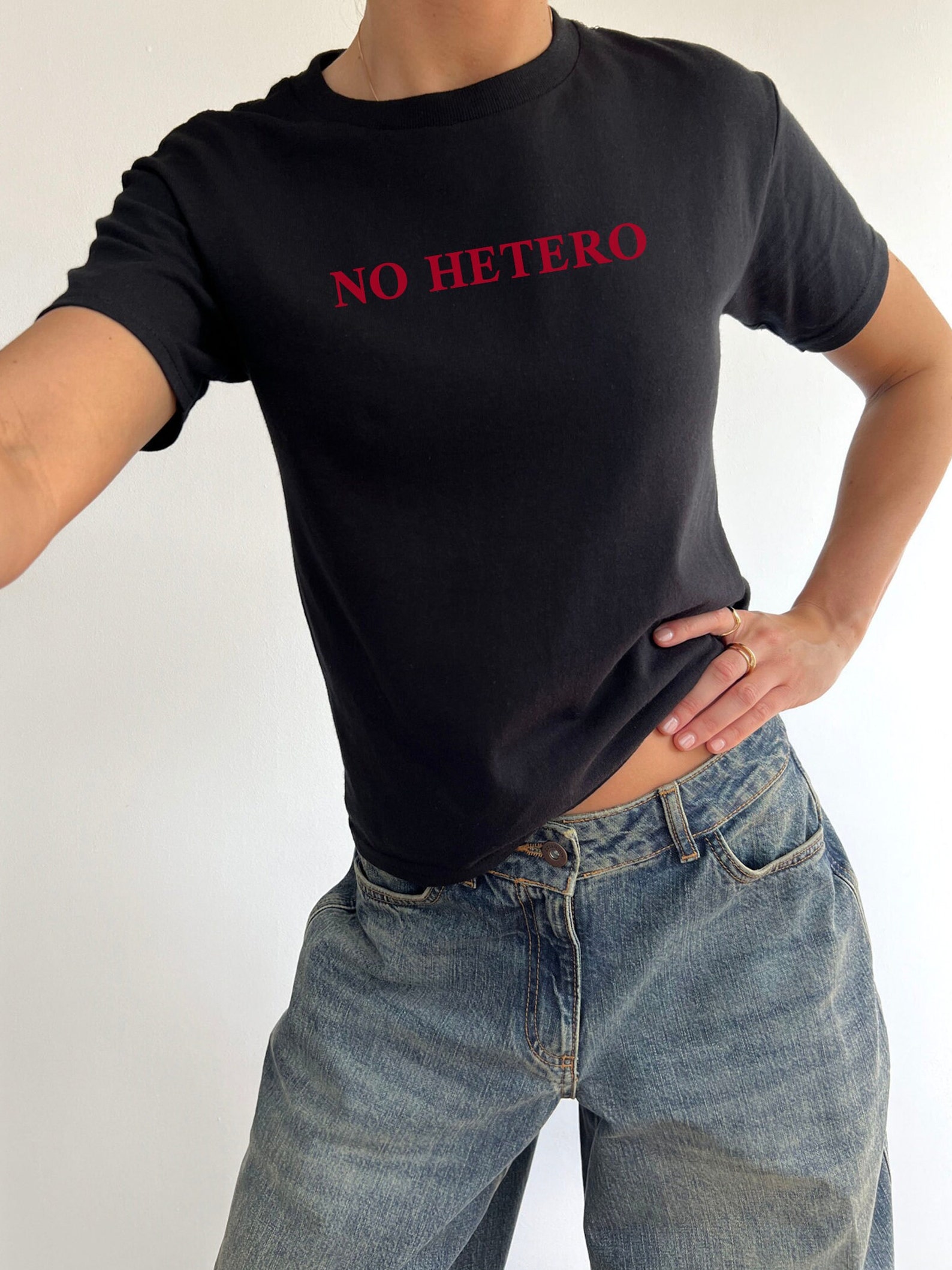 NO HETERO Lgbtq Shirt : Subtle Pride Merch 90s Baby Tee, Funny Graphic ...