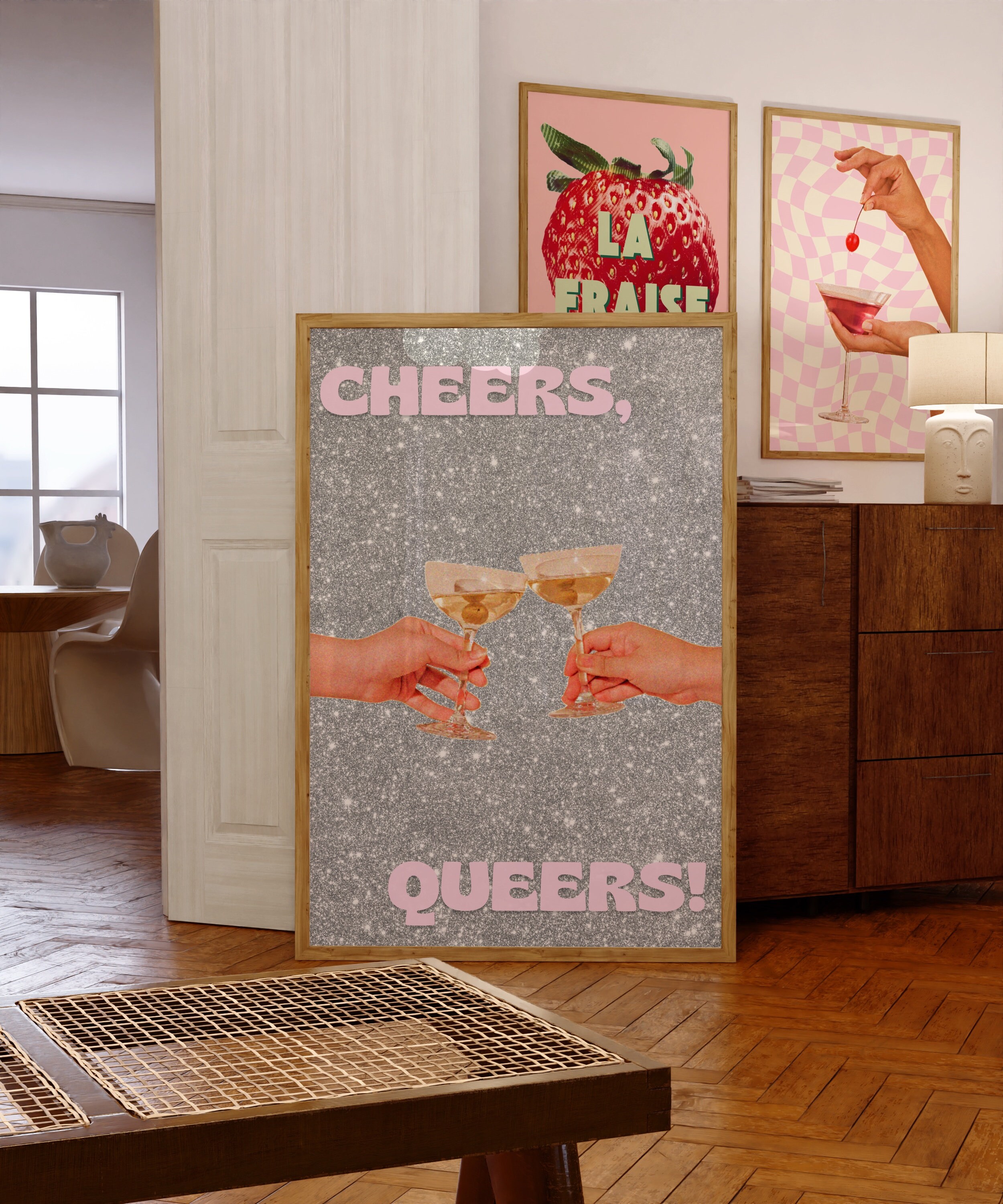 Cheers Queers Queer Art, Cocktail Poster, Bar Cart Prints, Indie Room ...