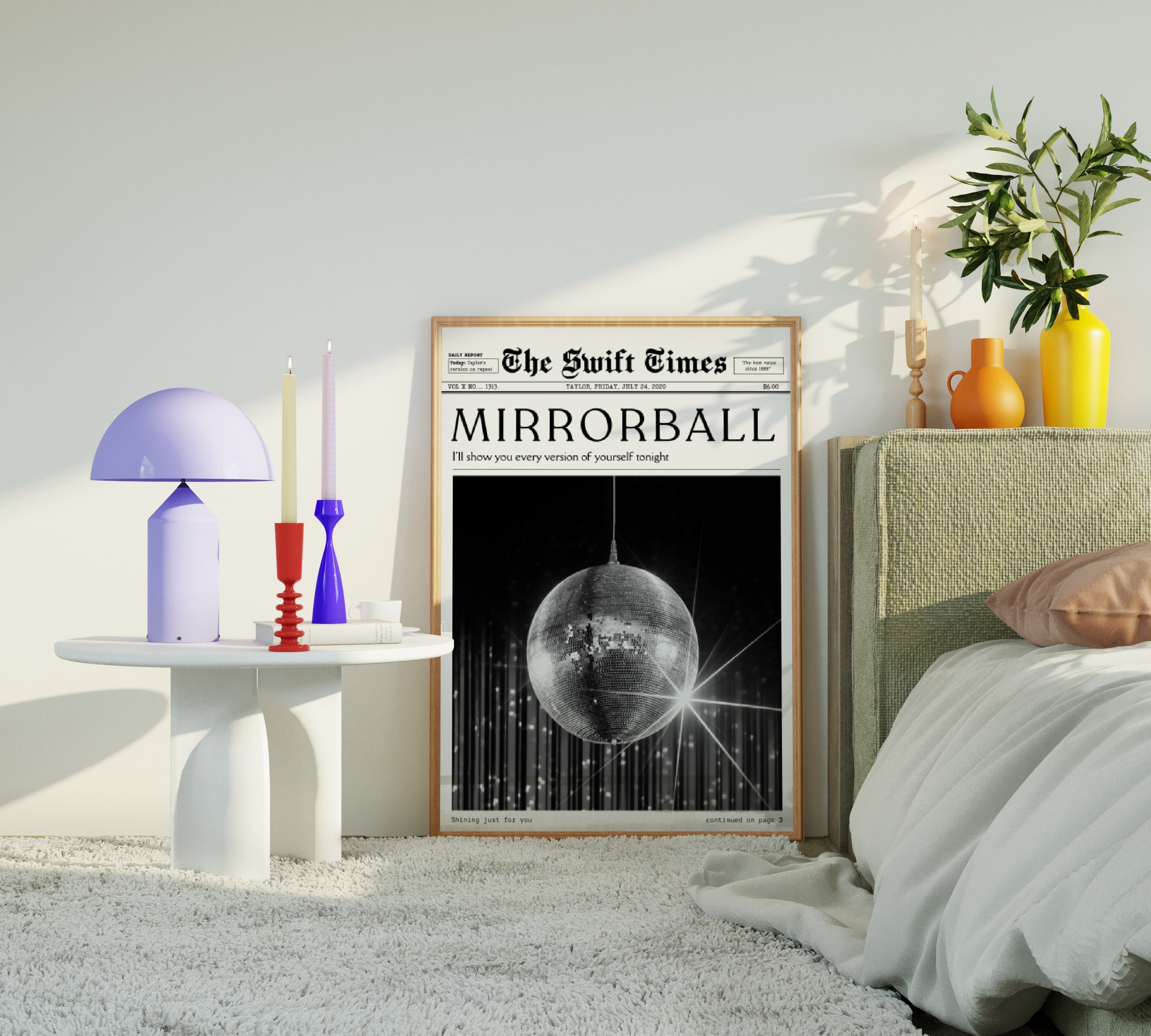 Mirrorball Poster Disco Ball Print Trendy Newspaper Print - Etsy