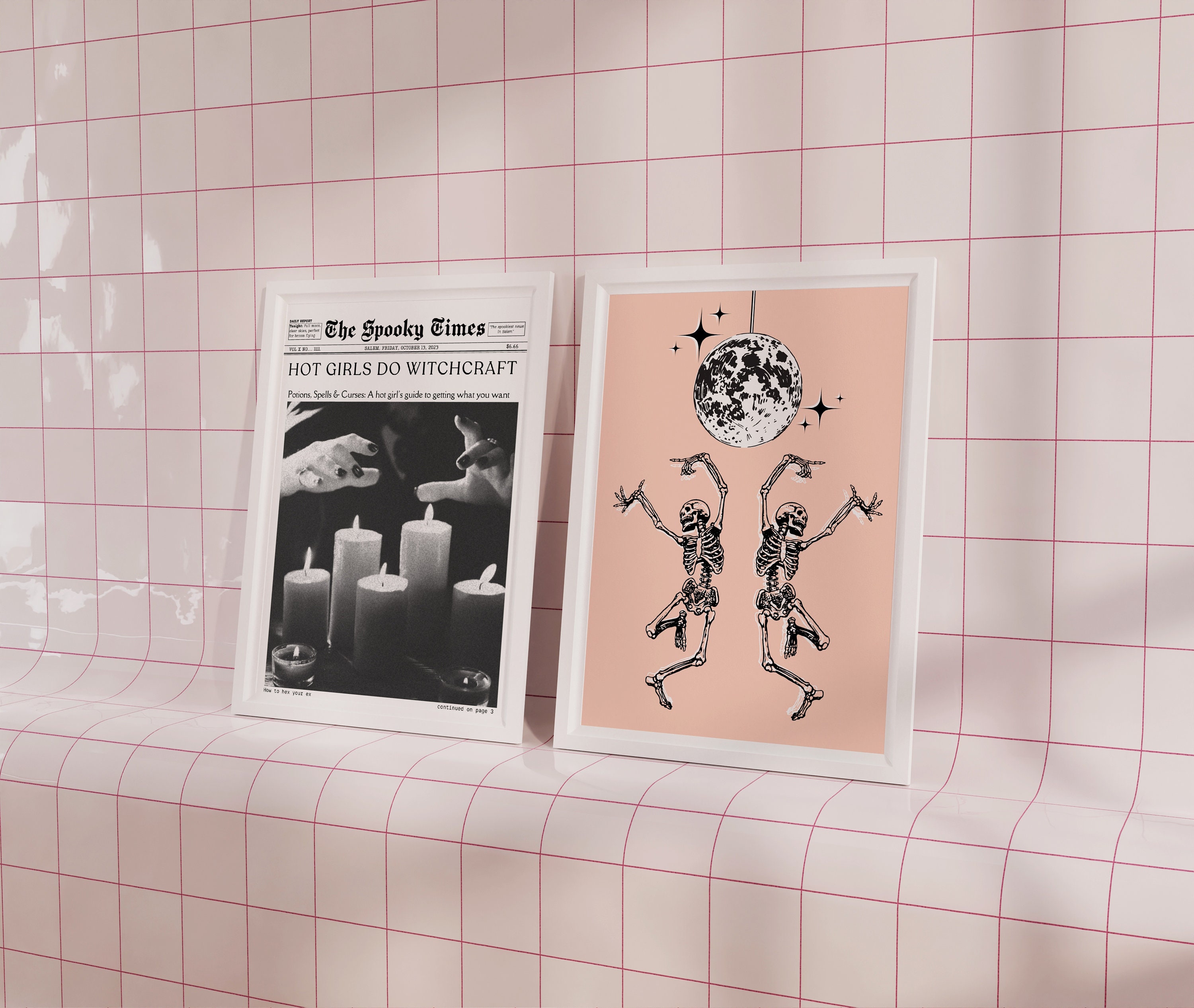 Funky Dancing Skeleton Printable Halloween Decor | Disco Ball Art ...