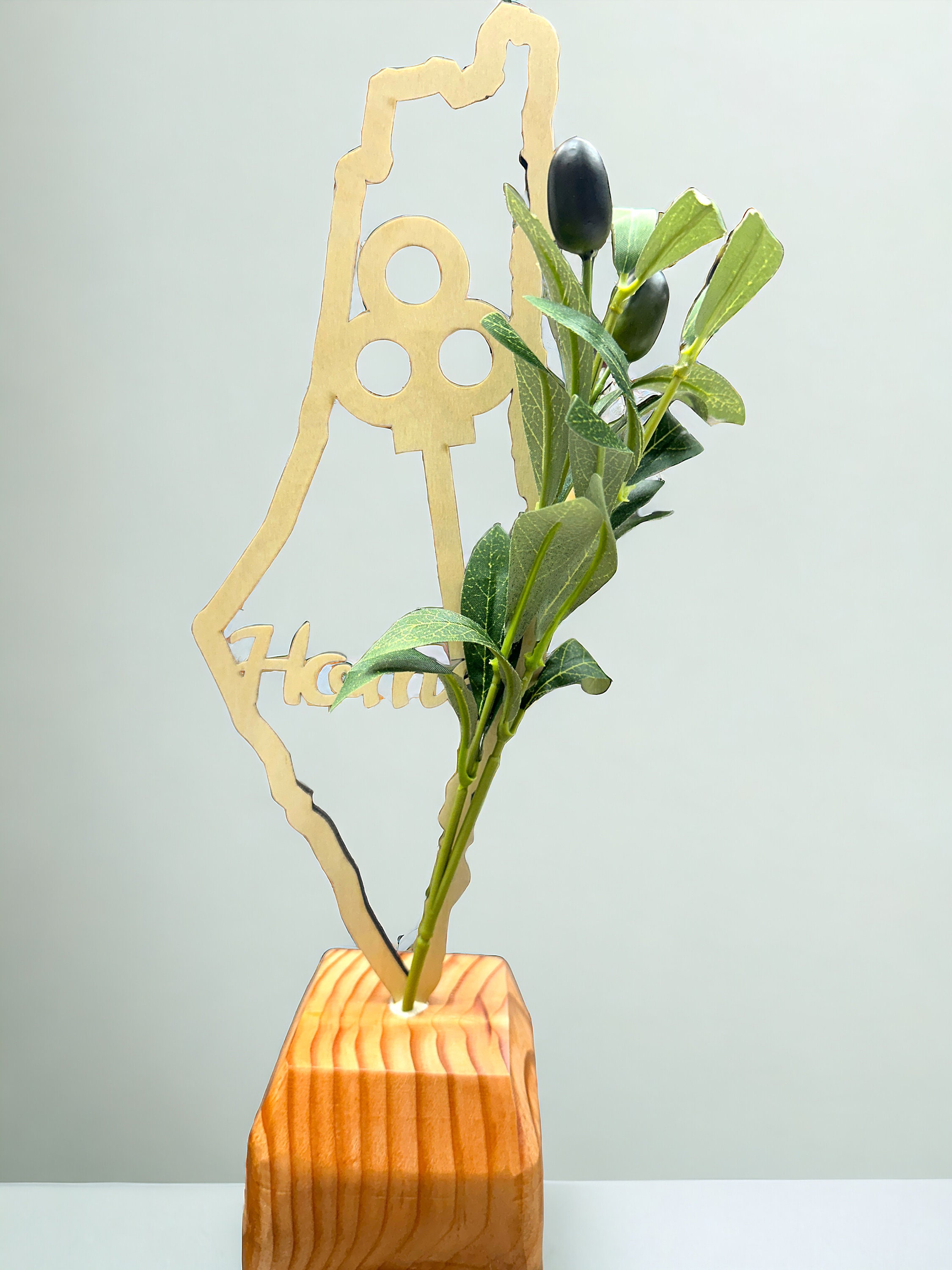 Wooden Palestine Map With Olive Branches: Muslim Gift, 12-inch Carved ...