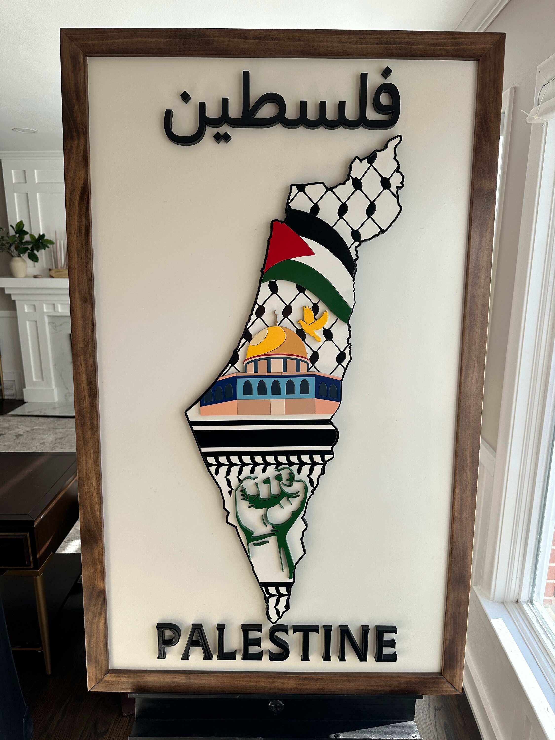 Wooden Palestine Map Palestine Kufiyah Background Flag Map Free ...