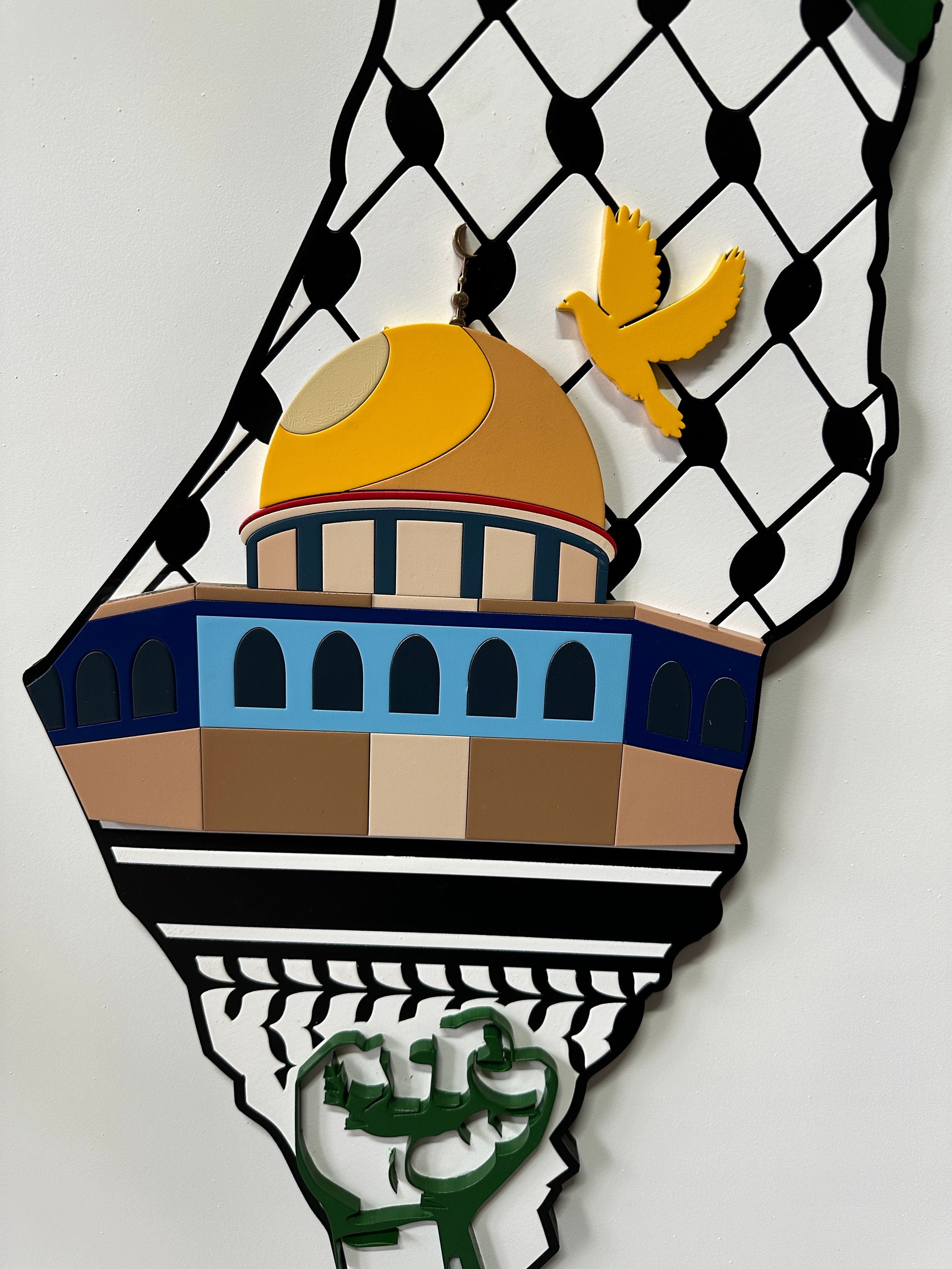 Handcrafted Wooden Palestine Map: Kufiyah Flag Wall Art - Etsy