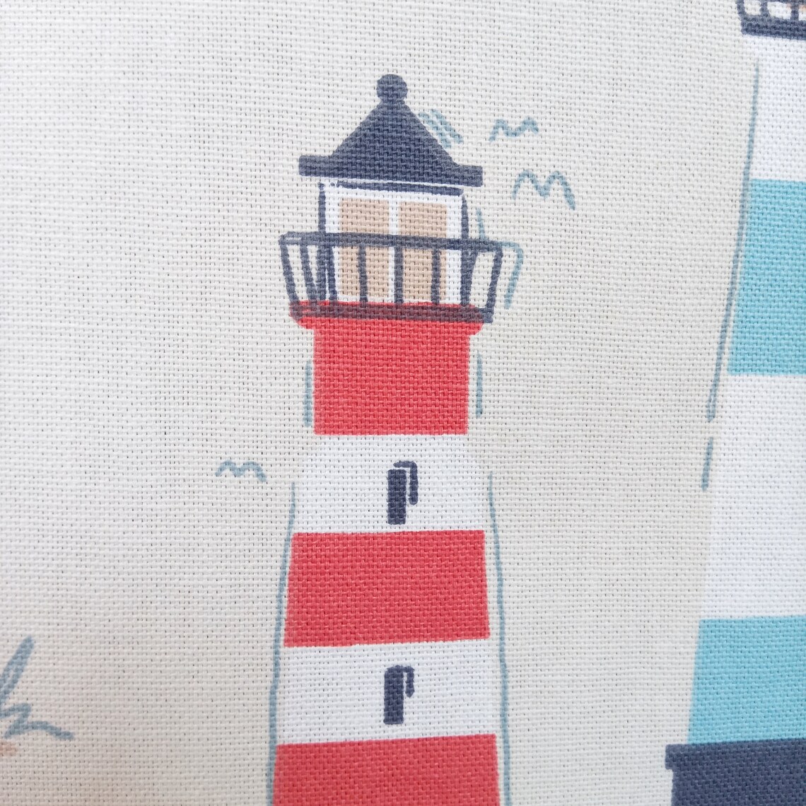 Lighthouse Fabric, Cotton Fabric With Lighthouses, Marine Fabric ...