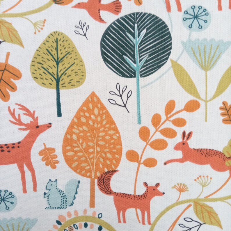 Scandi Woodland Fabric, Cotton Fabric With Forest Animals, Woodland ...