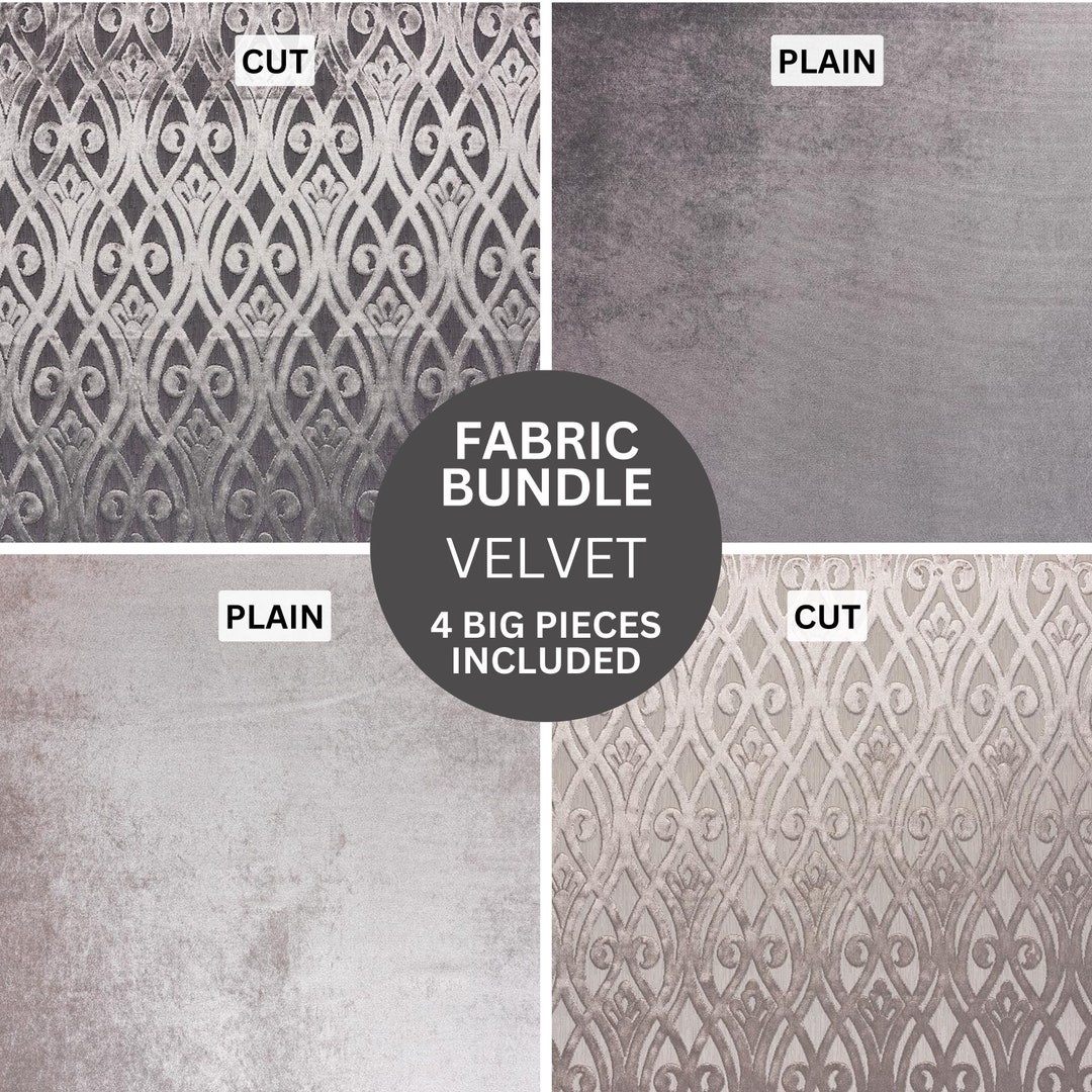 Beige Velvet Fabric Bundle, 4 Big Pcs, Velvet Fabric for Quilting ...