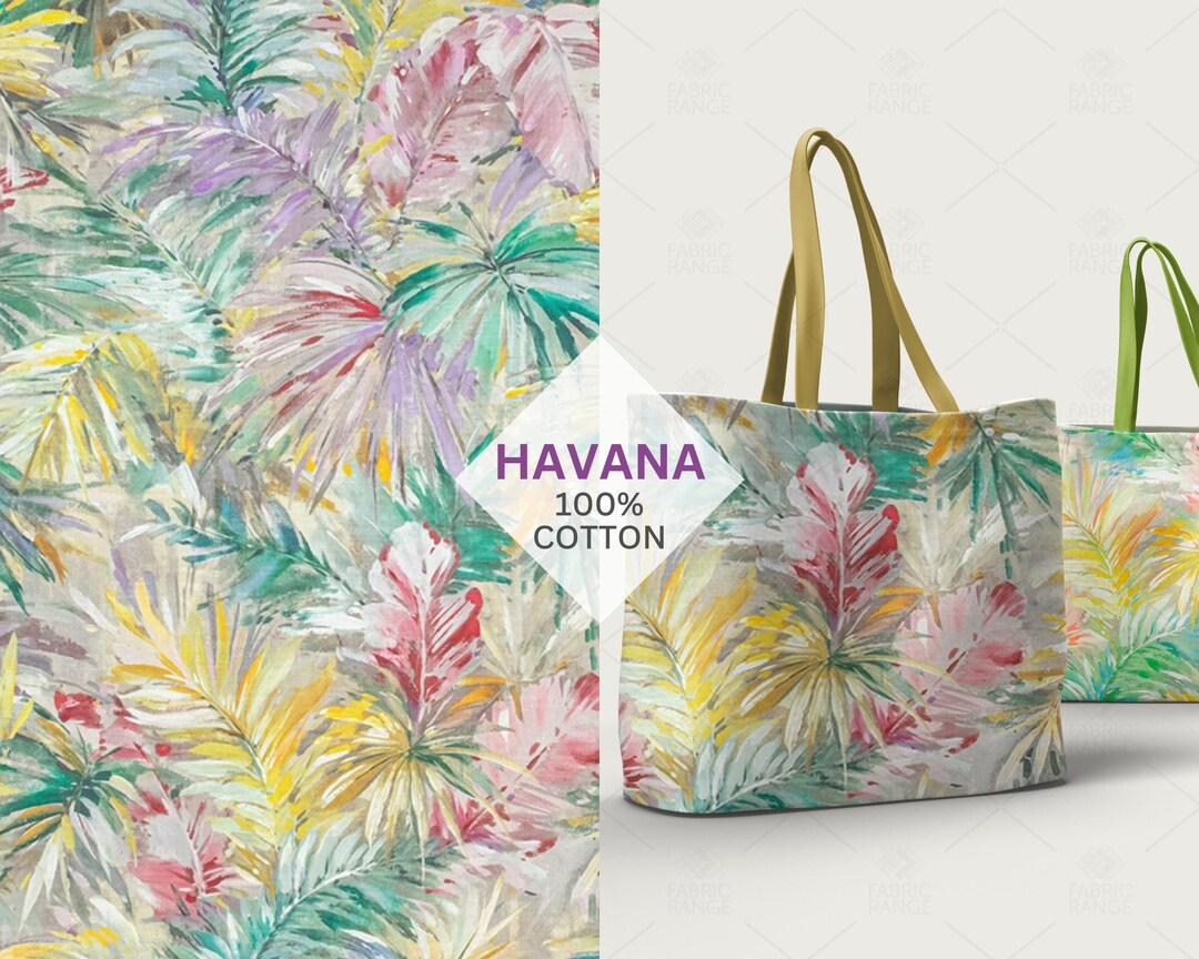 Watercolor Tropical Leaves Fabric by Fibre Naturelle Exotic - Etsy