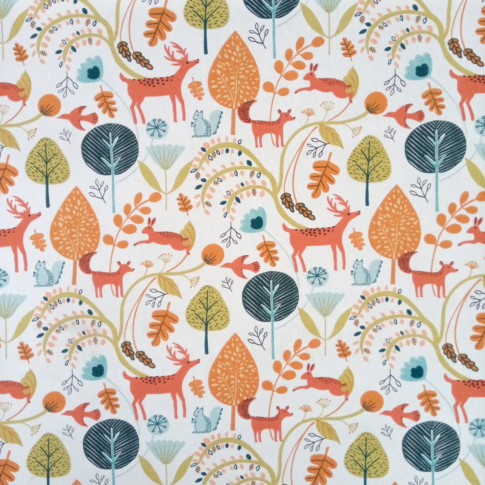 Scandi Woodland Fabric, Cotton Fabric With Forest Animals, Woodland ...
