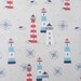 Lighthouse Fabric, Cotton Fabric With Lighthouses, Marine Fabric ...