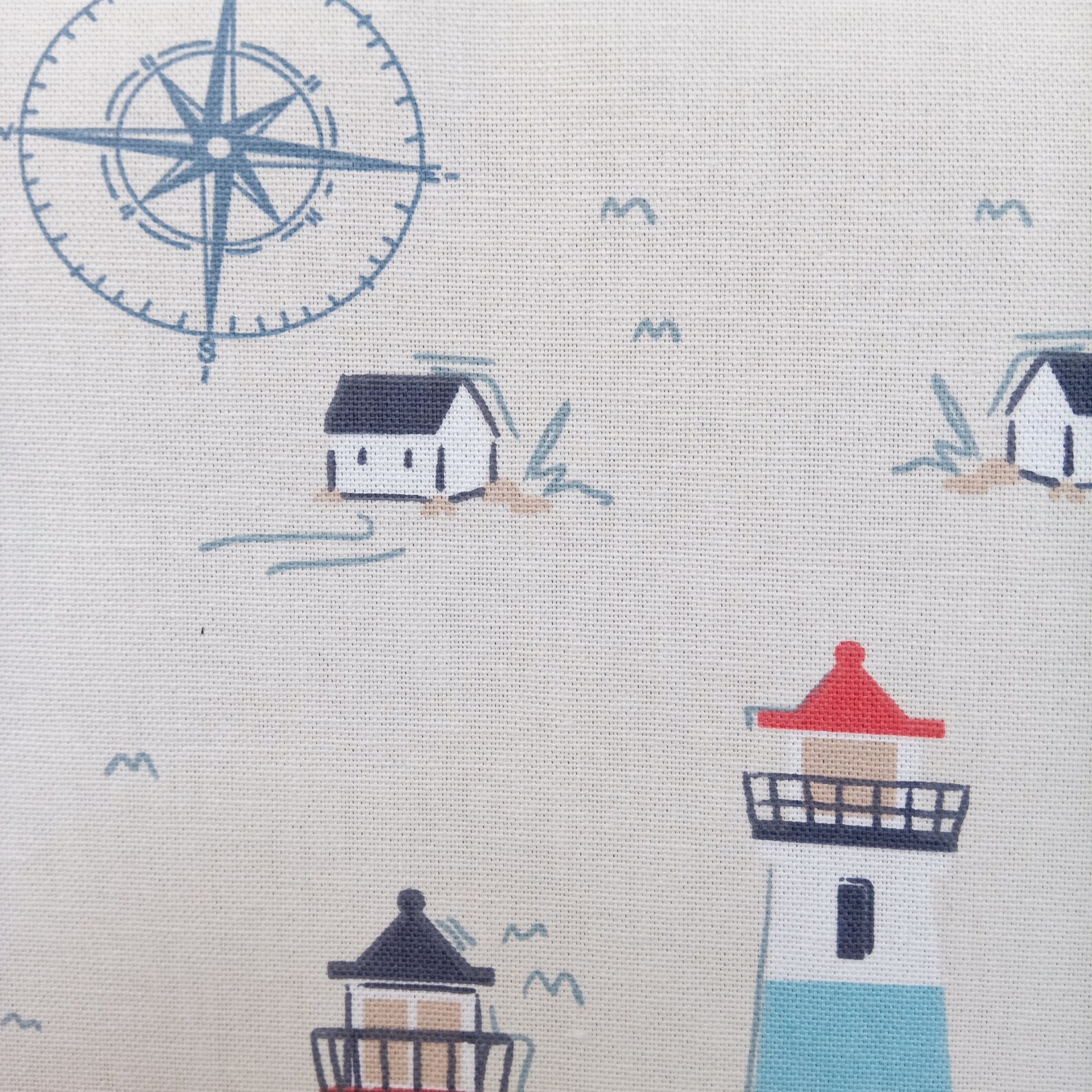 Lighthouse Fabric, Cotton Fabric With Lighthouses, Marine Fabric ...