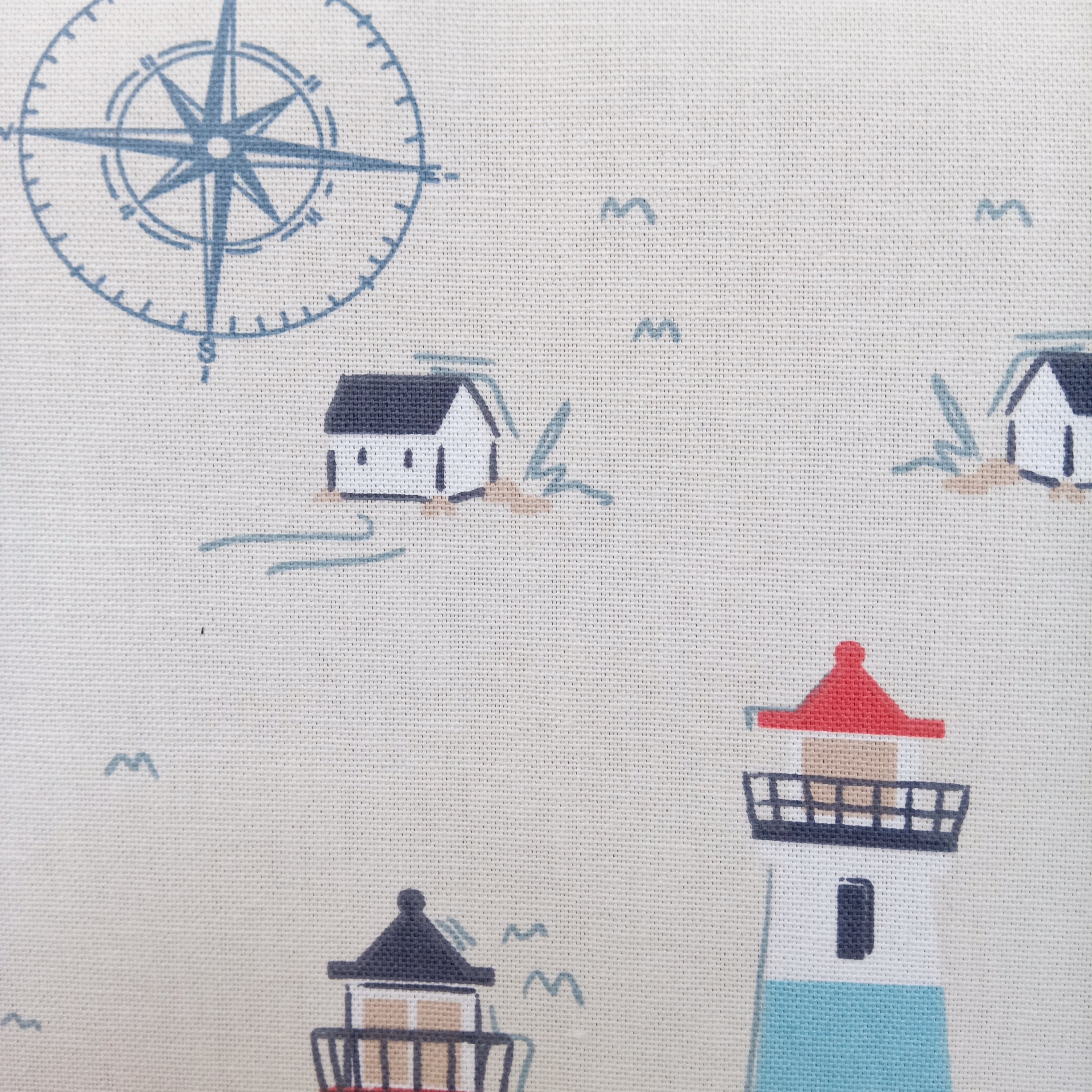 Lighthouse Fabric, Cotton Fabric With Lighthouses, Marine Fabric ...