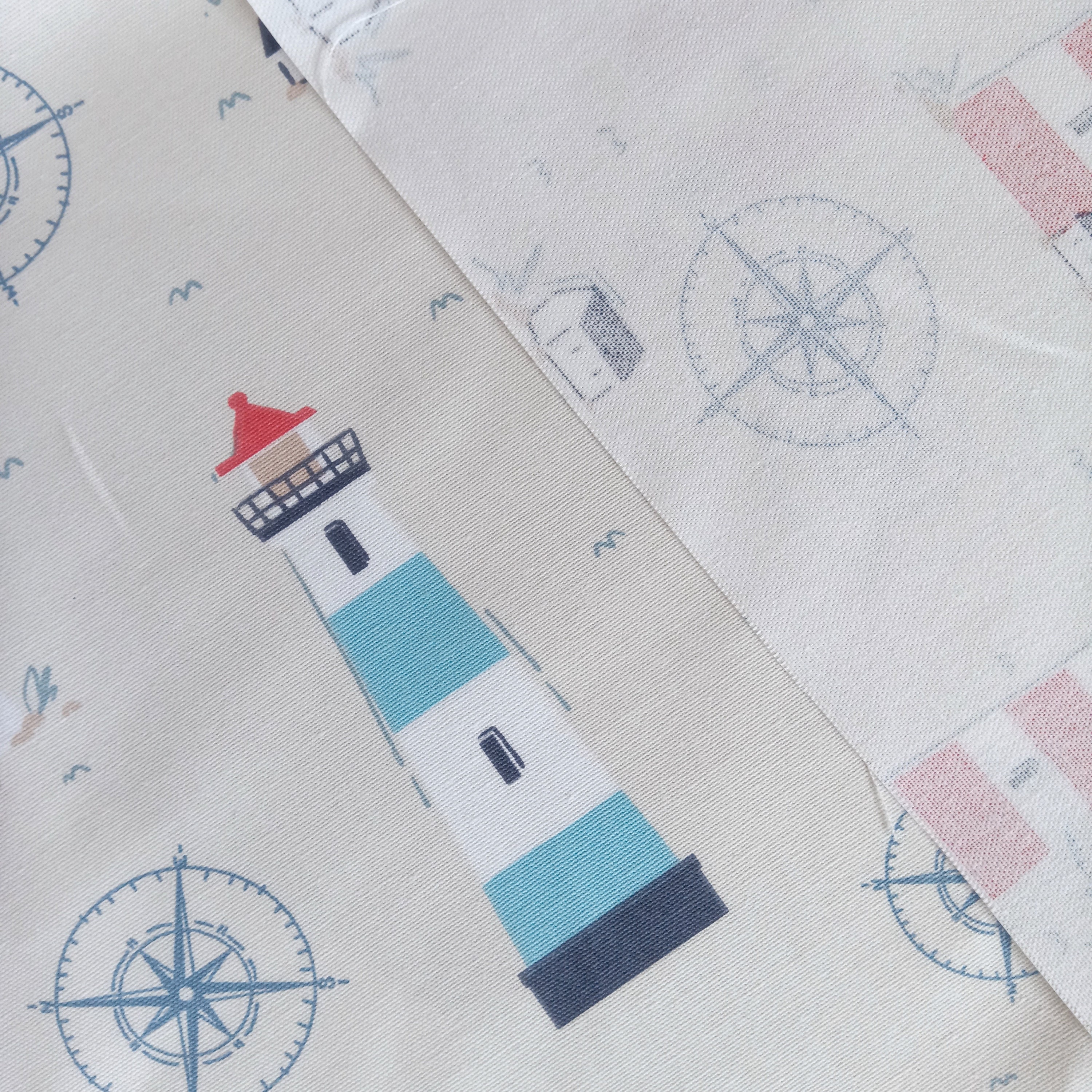 Lighthouse Fabric, Cotton Fabric With Lighthouses, Marine Fabric ...