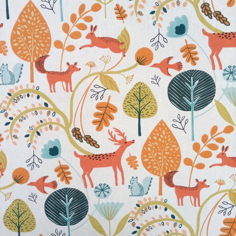 Scandi Woodland Fabric, Cotton Fabric With Forest Animals, Woodland ...