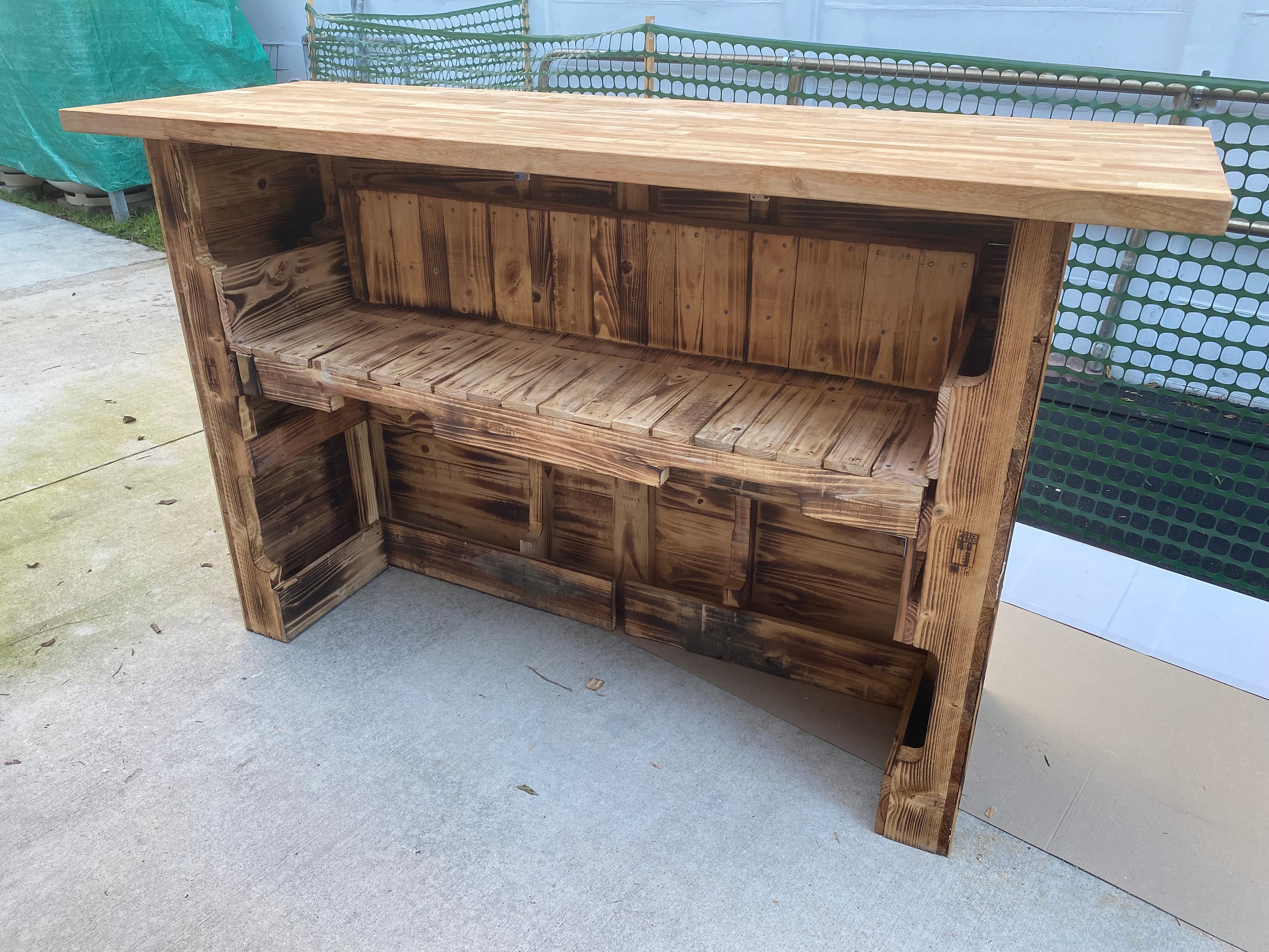 Rustic Butcher Block Top Wood Bar - Reclaimed Pallet Wood Base - Etsy