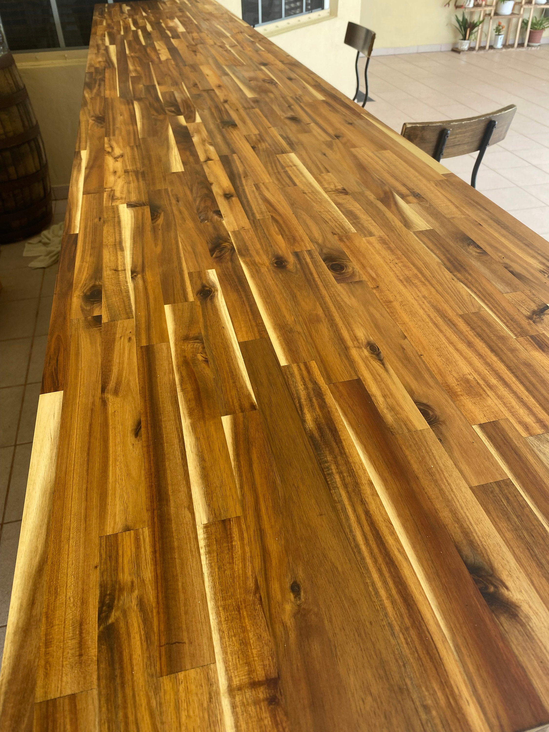 Rustic Butcher Block Top Wood Bar - Reclaimed Pallet Wood Base - Etsy