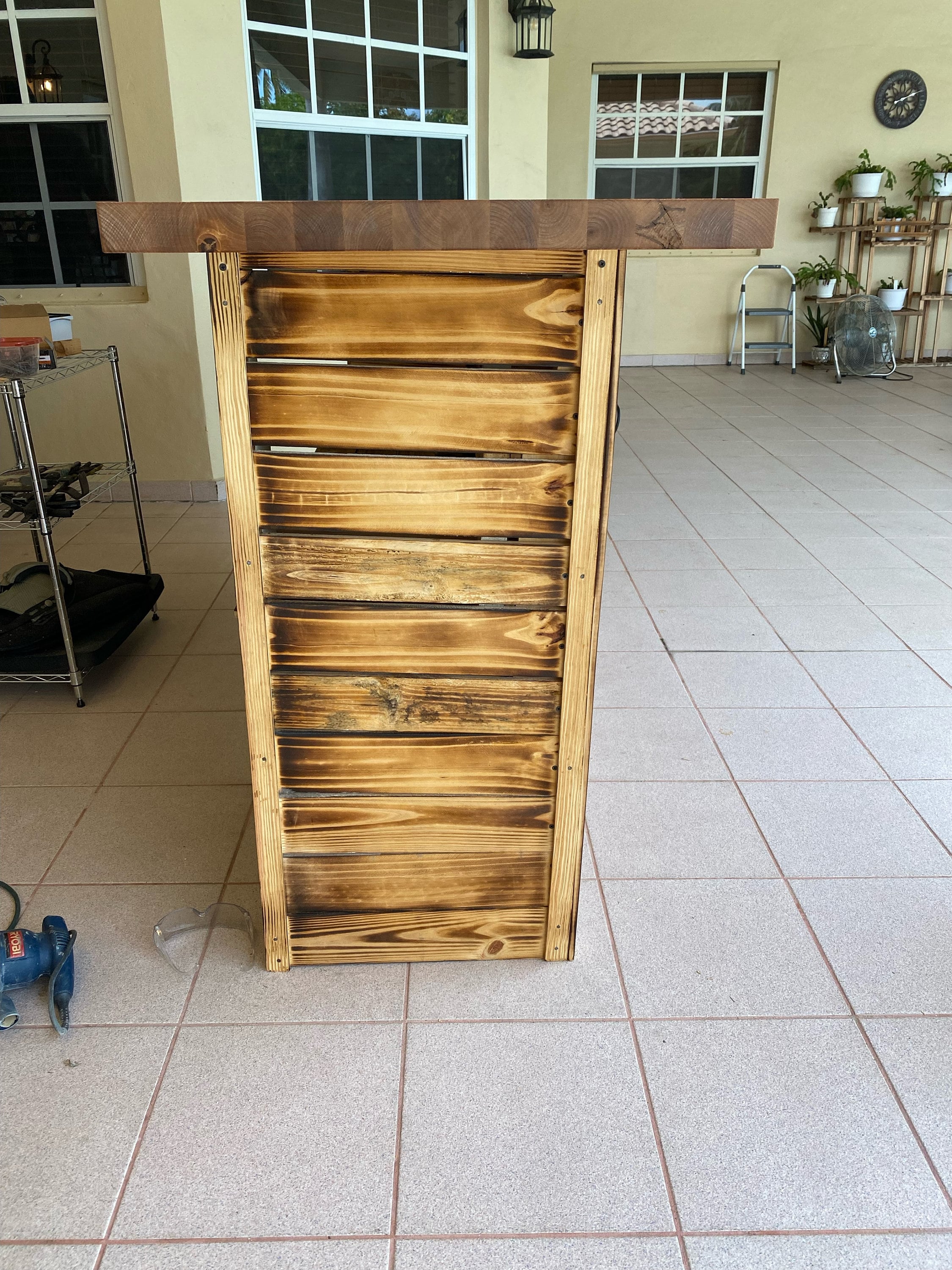 Rustic Butcher Block Top Wood Bar - Reclaimed Pallet Wood Base - Etsy