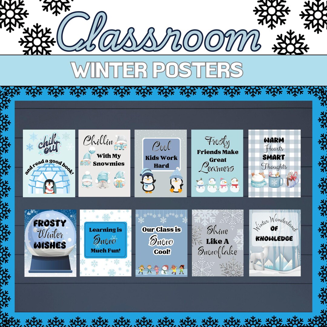 Winter Wonderland Bulletin Board Poster Set | Snowman & Snowflake ...