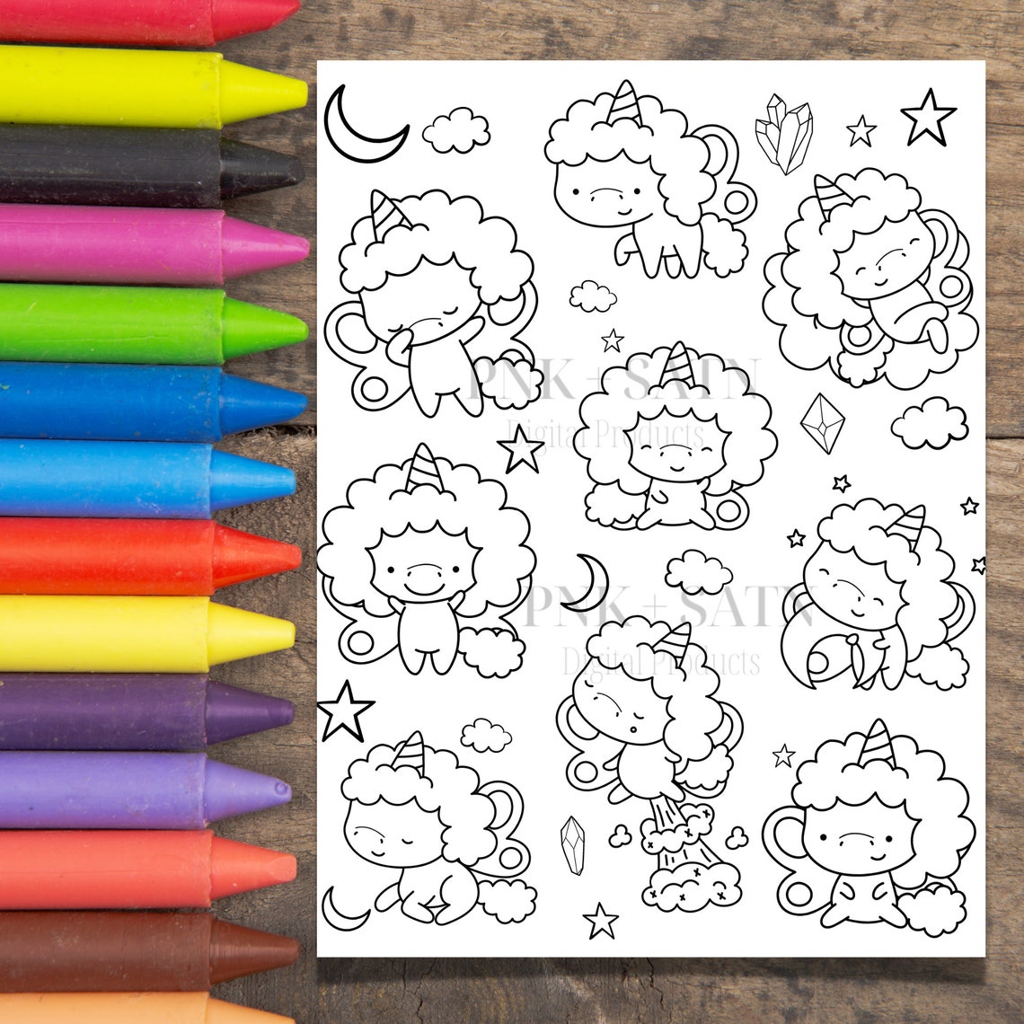 Coloring Pages for Kids, Unicorn Coloring Pages, Coloring Page Bundle ...