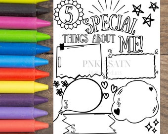 Kids About Me Coloring Page, Coloring Page for Kids, Printable Coloring ...