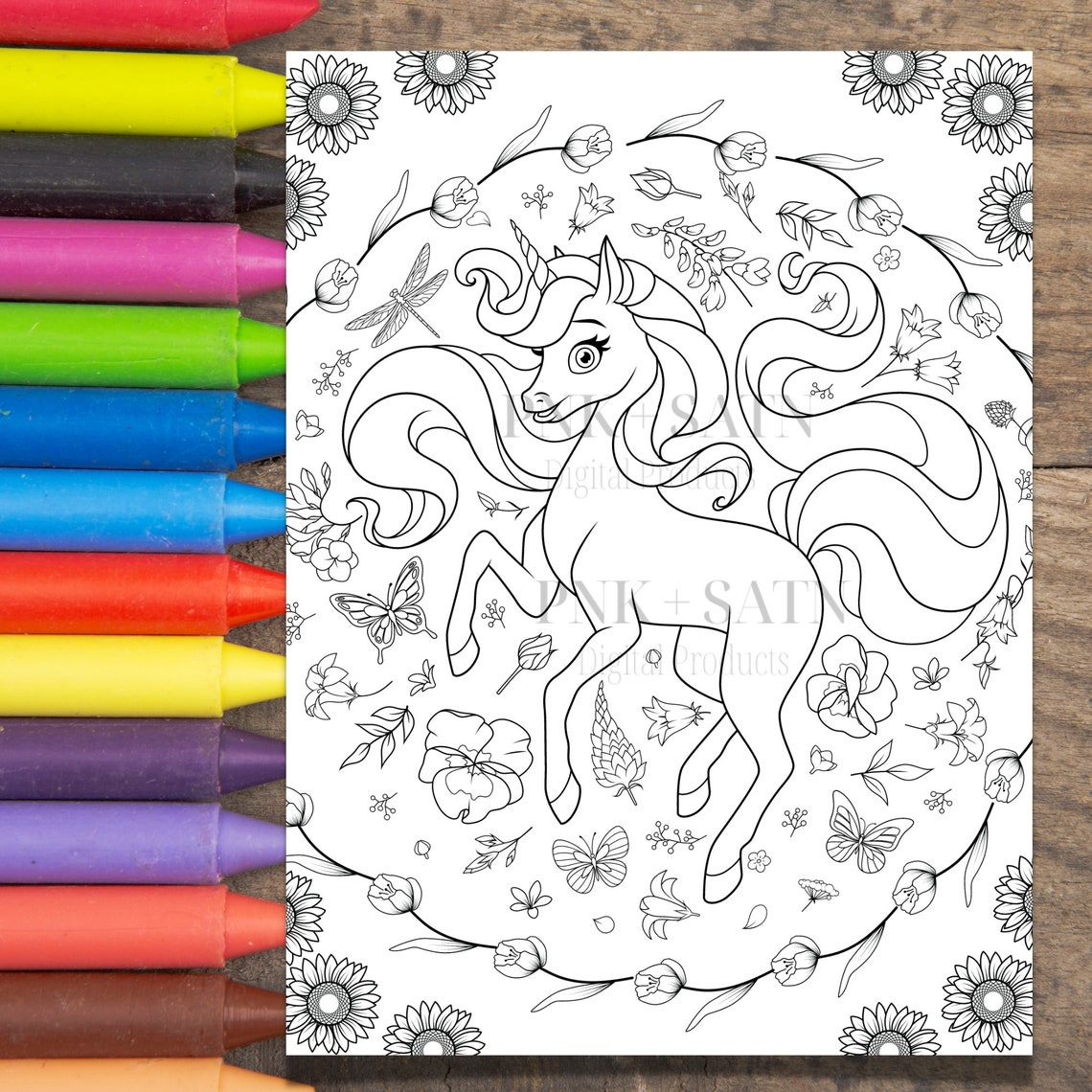 Coloring Pages for Kids, Unicorn Coloring Pages, Coloring Page Bundle ...