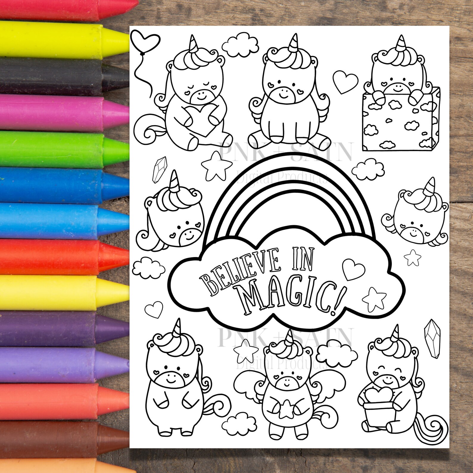 Coloring Pages for Kids, Unicorn Coloring Pages, Coloring Page Bundle ...
