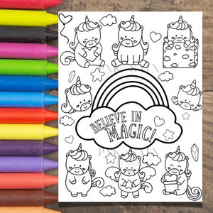 Coloring Pages for Kids, Unicorn Coloring Pages, Coloring Page Bundle ...