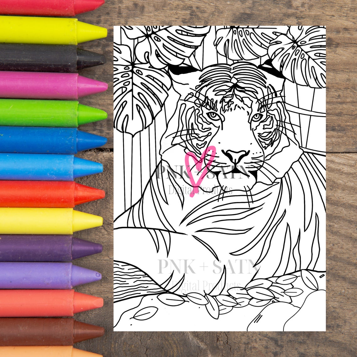 Jungle Animal Coloring Page Bundle, Kids Coloring Pages, Coloring Page ...
