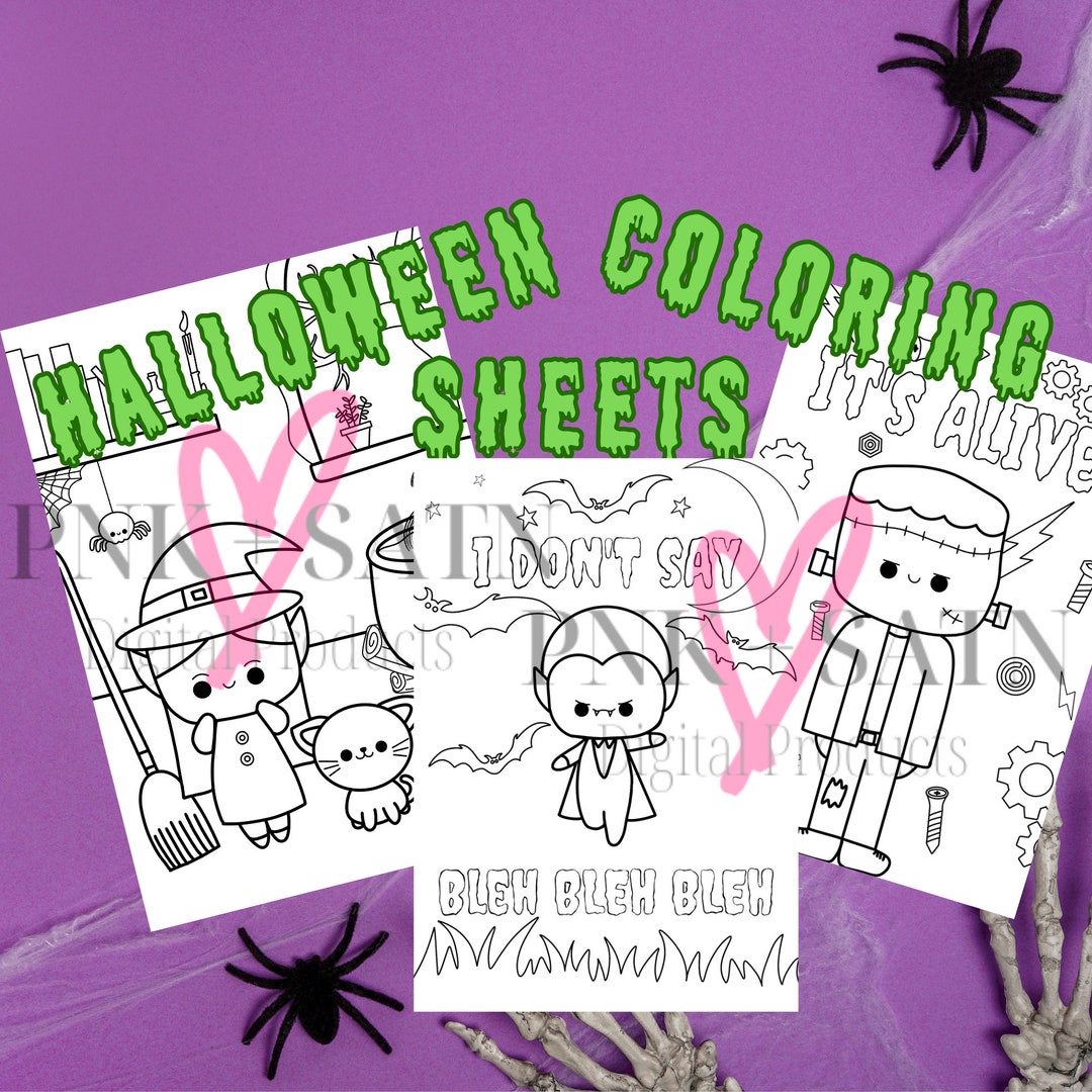 Halloween Coloring Page Bundle, Kids Coloring Pages, Coloring Page ...