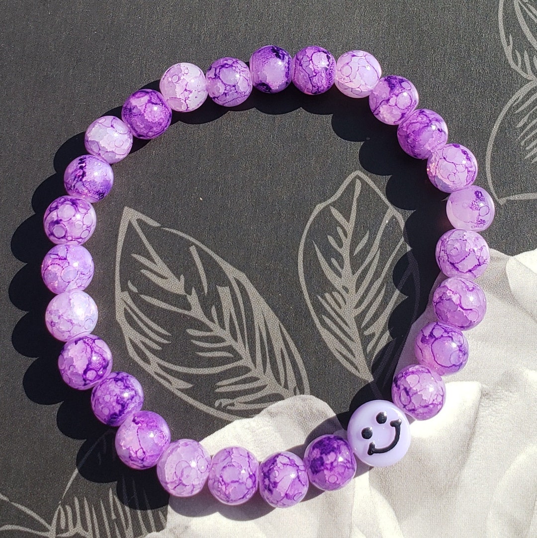 Smiley Face and Glass Bead Bracelets - Etsy