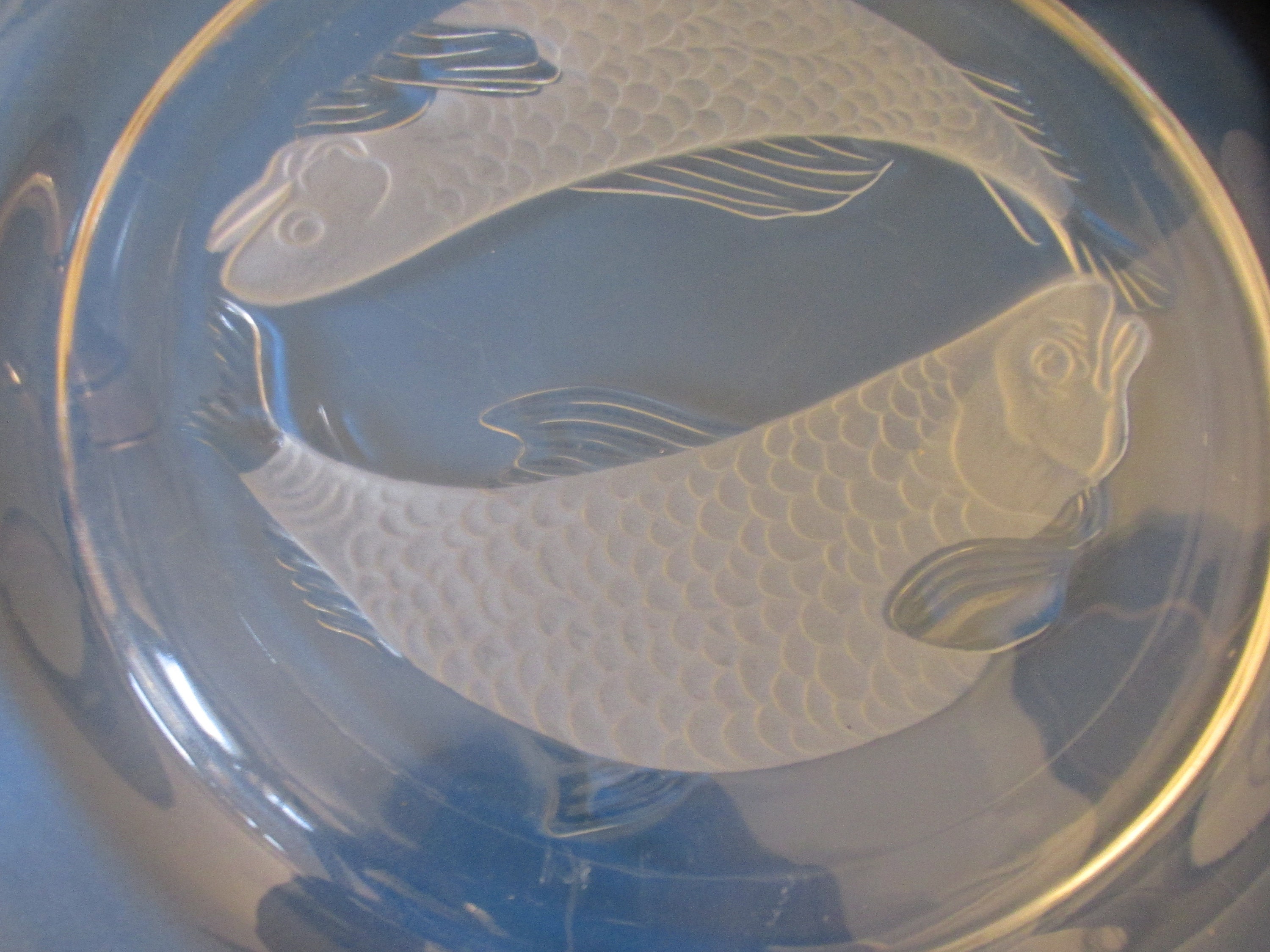Platter Tray Heavy Etched Glass Koi Fish Ying Yang - Etsy
