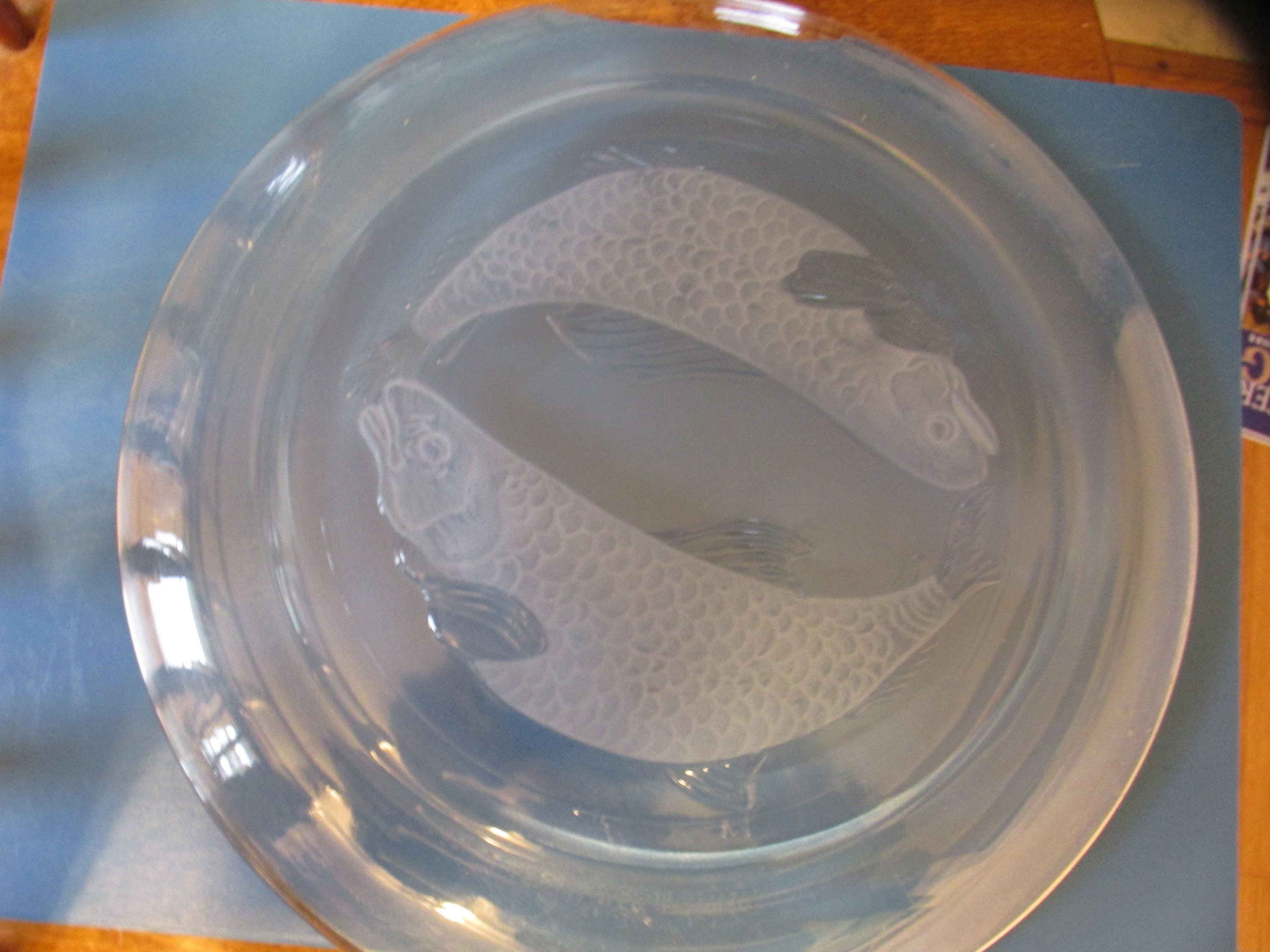 Platter Tray Heavy Etched Glass Koi Fish Ying Yang - Etsy
