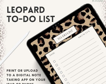 Leopard Print Weekly Planner Digital Download, Printable, to Do List - Etsy