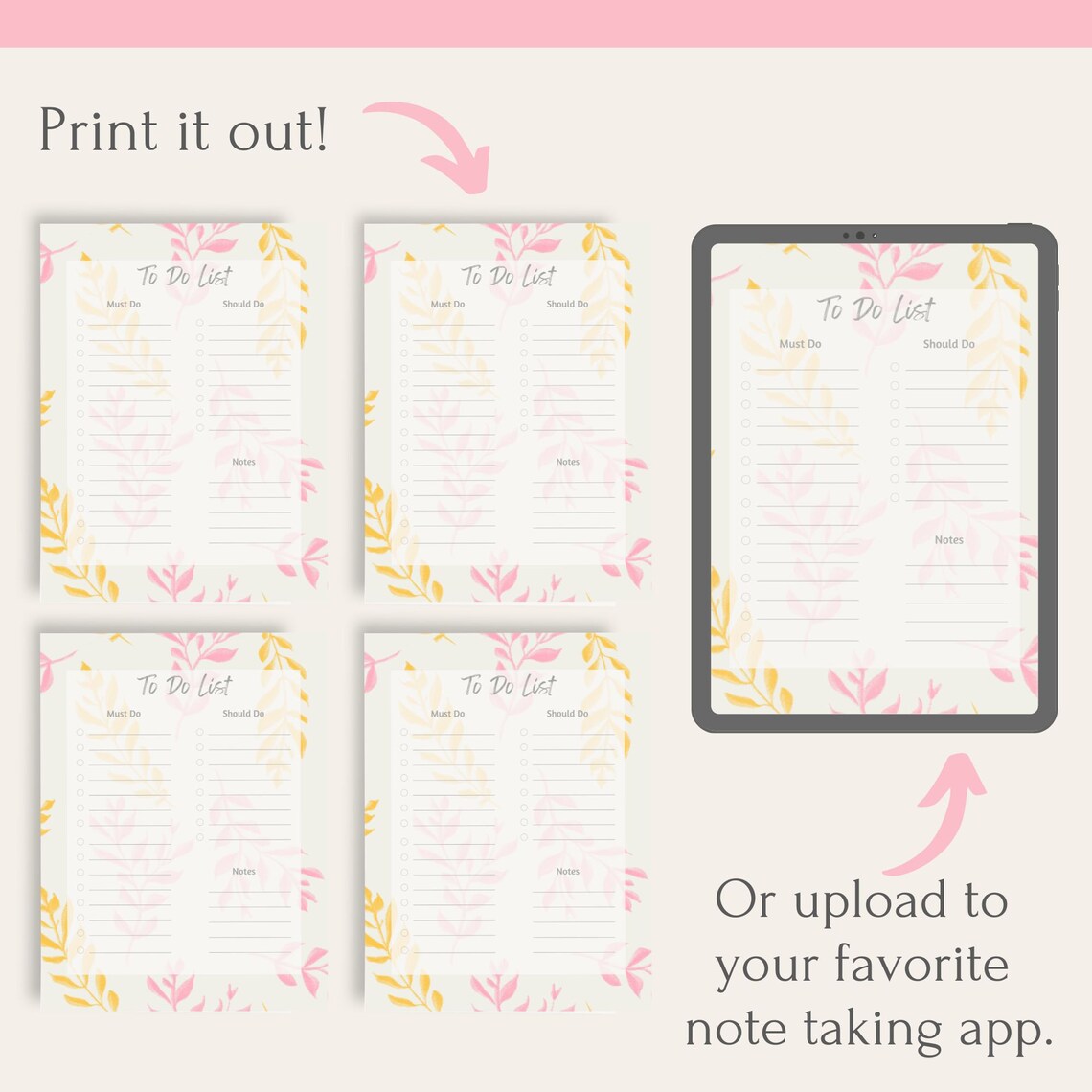 Printable to Do List Cute Pink to Do List Daily Task List Daily to Do ...
