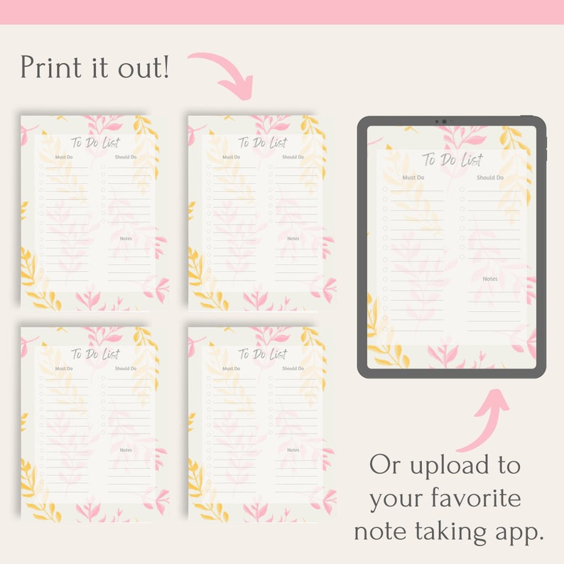Printable to Do List Cute Pink to Do List Daily Task List Daily to Do ...