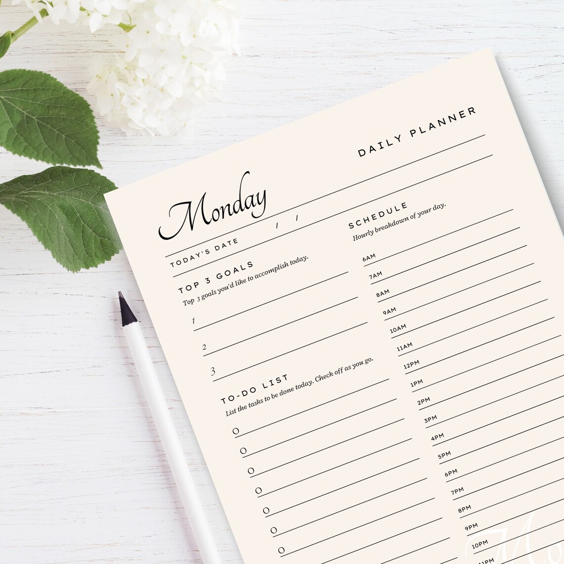 Minimal Printable Daily Planner Minimal Digital Daily - Etsy