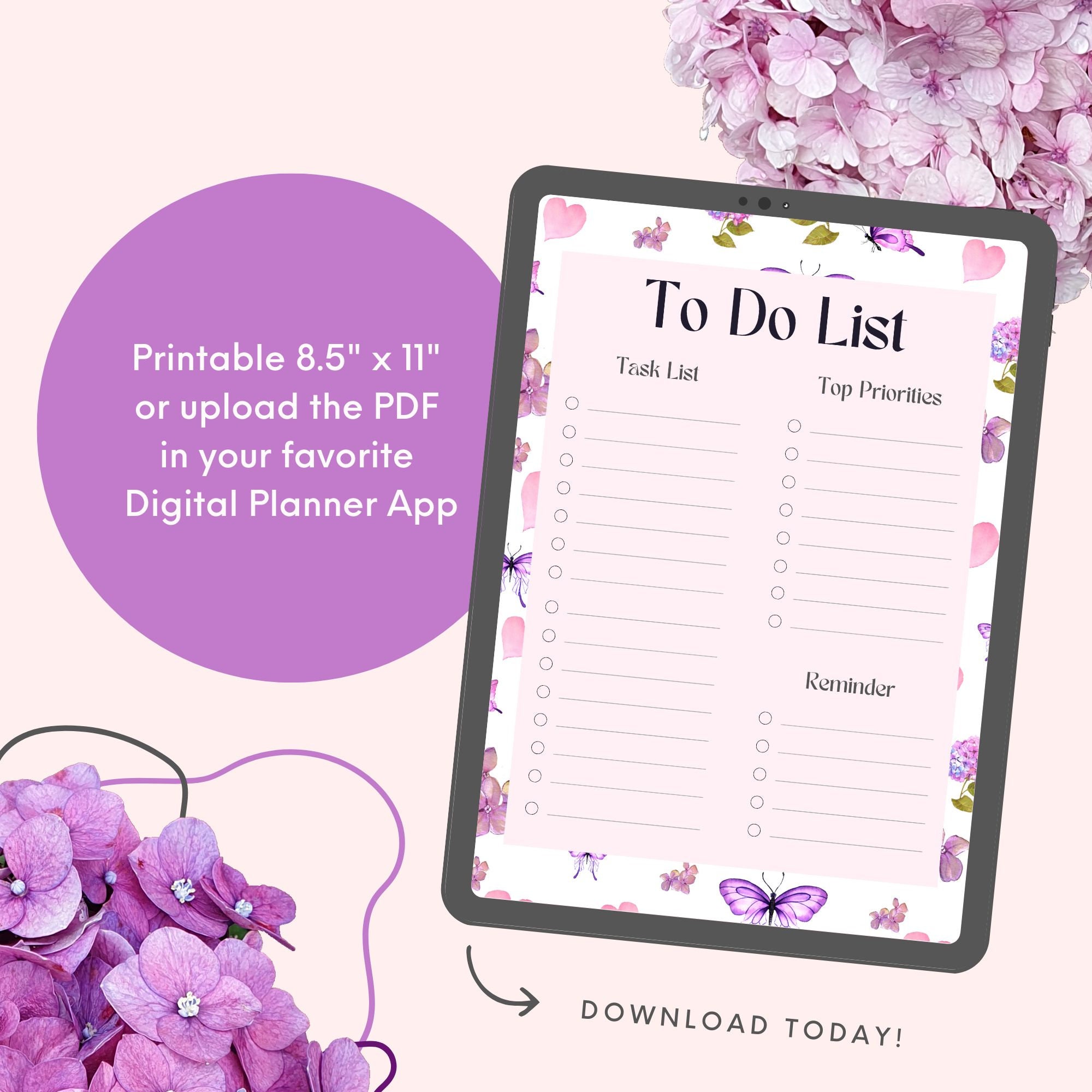 Printable to Do List Cute Digital Planner Daily Task List Daily to Do ...