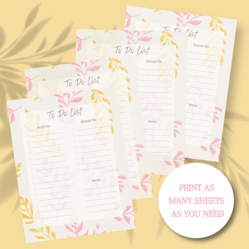 Printable to Do List Cute Pink to Do List Daily Task List Daily to Do ...