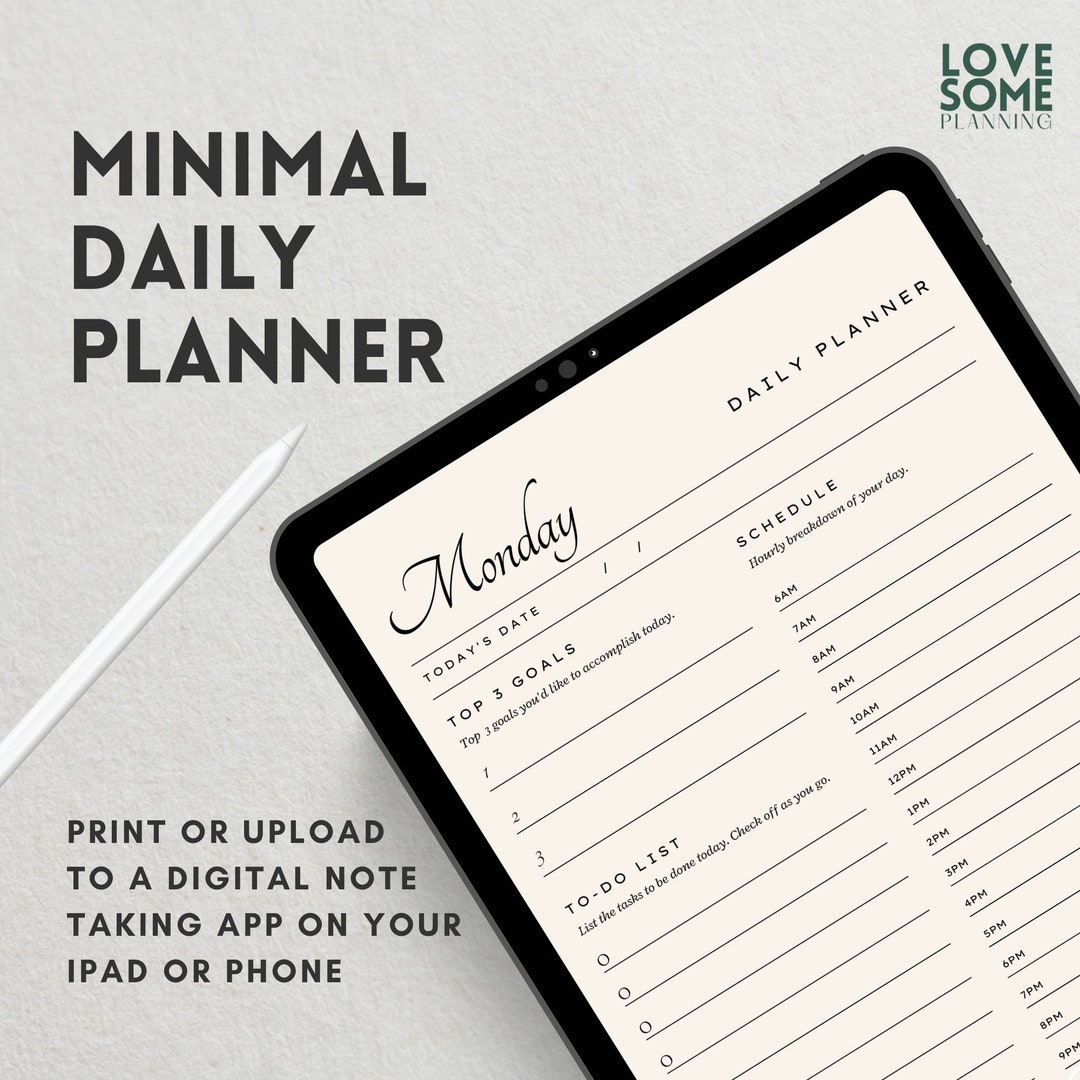 Minimal Printable Daily Planner Minimal Digital Daily - Etsy
