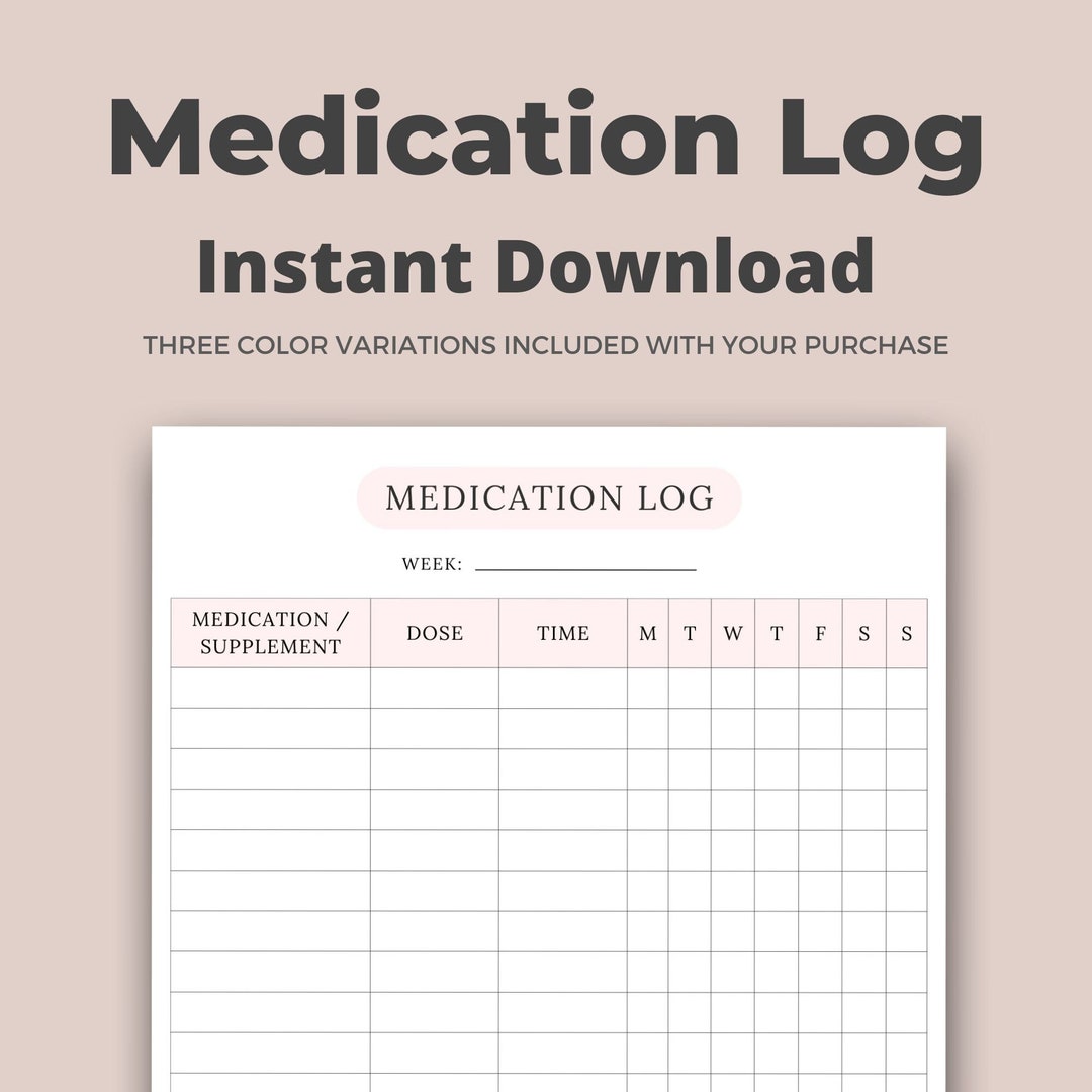 Buy Medication Tracker Printable Daily Medication Log Pill Tracker ...