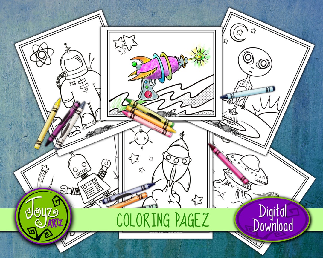 Astroz & Alienz Coloring Pagez - Digital Download Coloring Pages - Etsy