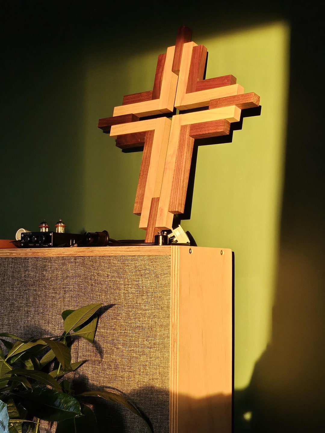 GORGEOUS WOODEN CROSS Made by Hand Maple and Black Walnut 20 X 17 W ...