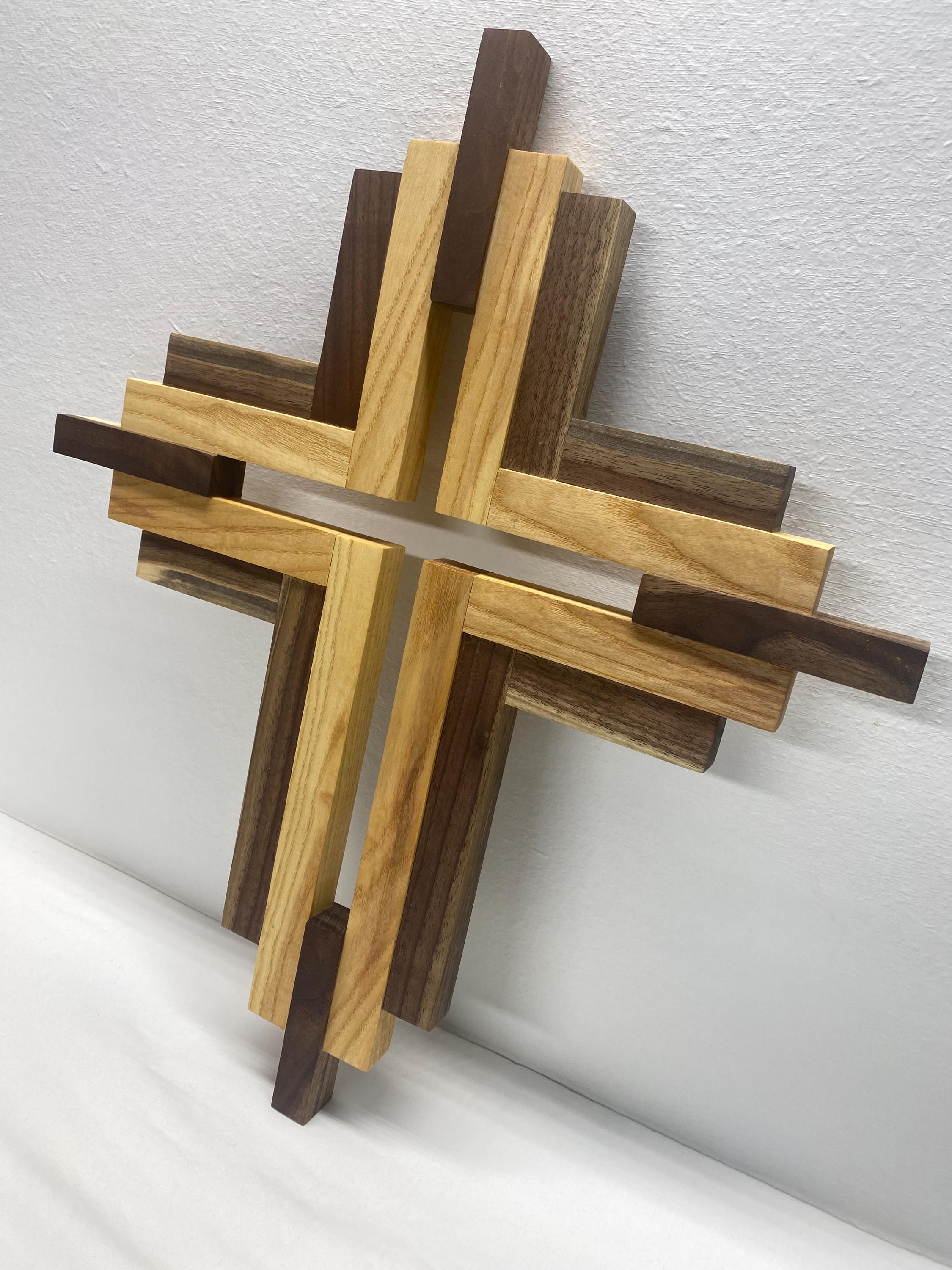 WOODEN CROSS - Made by Hand - SOLID Maple and Black Walnut - 20" X 17 ...