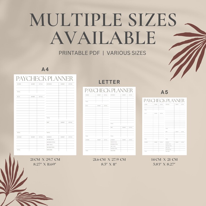 Modern Boho Paycheck Planner Printable Template Budget - Etsy
