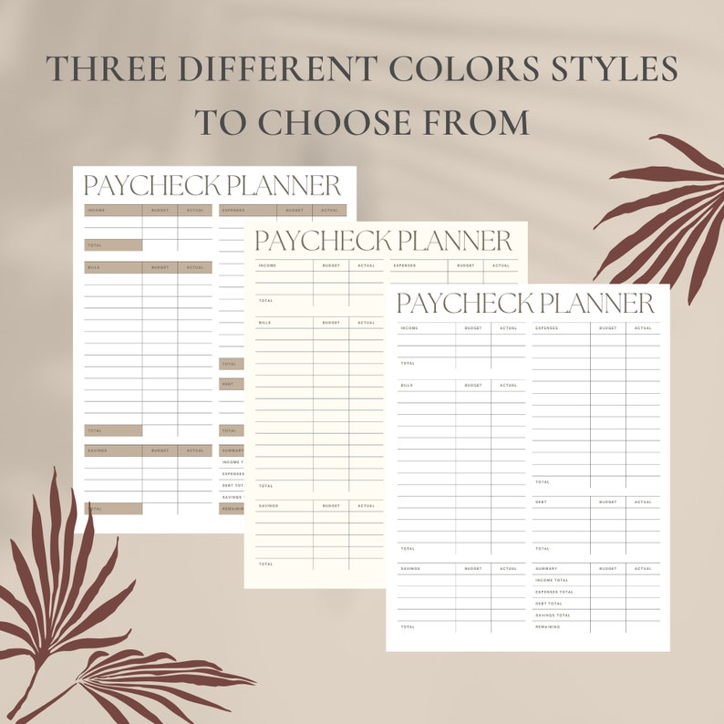 Modern Boho Paycheck Planner Printable Template, Budget Binder, Budget ...