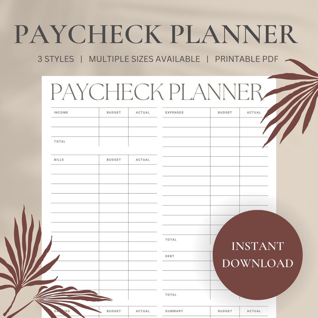 Modern Boho Paycheck Planner Printable Template, Budget Binder, Budget ...