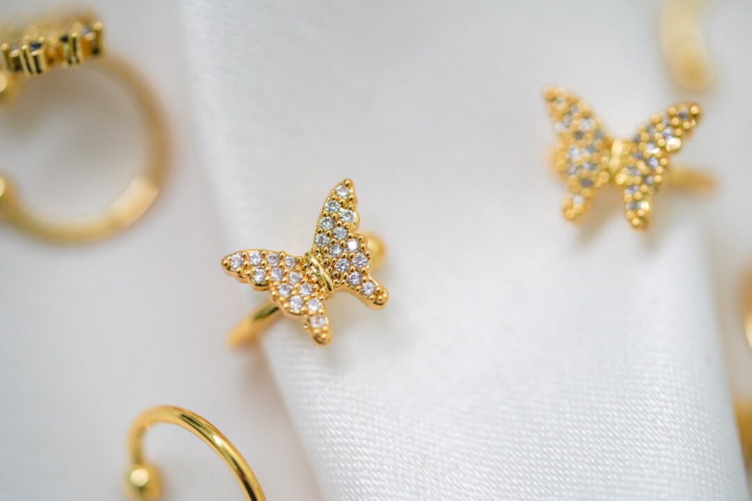 Butterfly Ear Cuff, Gold Ear Cuff, Upper Ear Earring, Ear Cuff Earrings ...