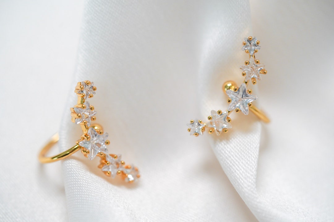Star Ear Cuff, Ear Cuff No Piercing, Gold Ear Cuff, Star Crystal ...