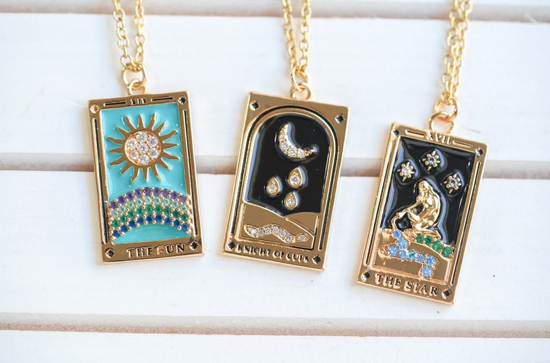 Tarot Card Necklace, Moon Necklace, Tarot Card Jewelry, Pendant ...